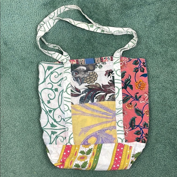 Vintage | Bags | Handprint Vintage Patchwork Boho Large Tote Bag | Poshmark